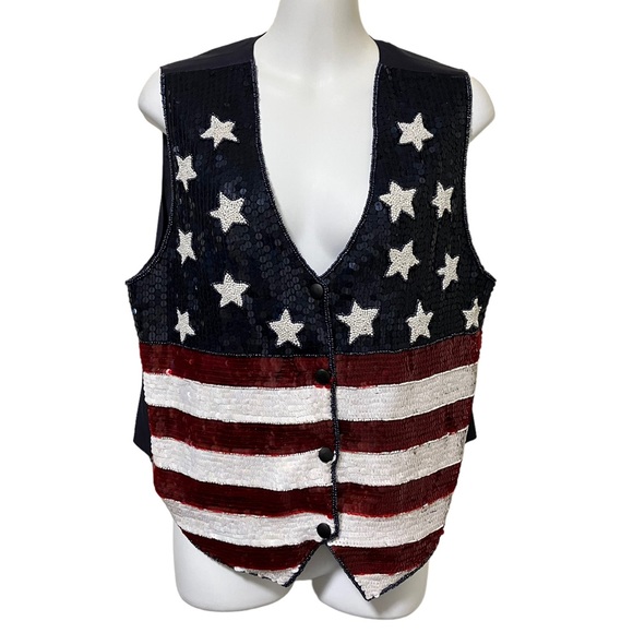 Quacker Factory | Tops | Quacker Factory Sequin American Flag Vest ...